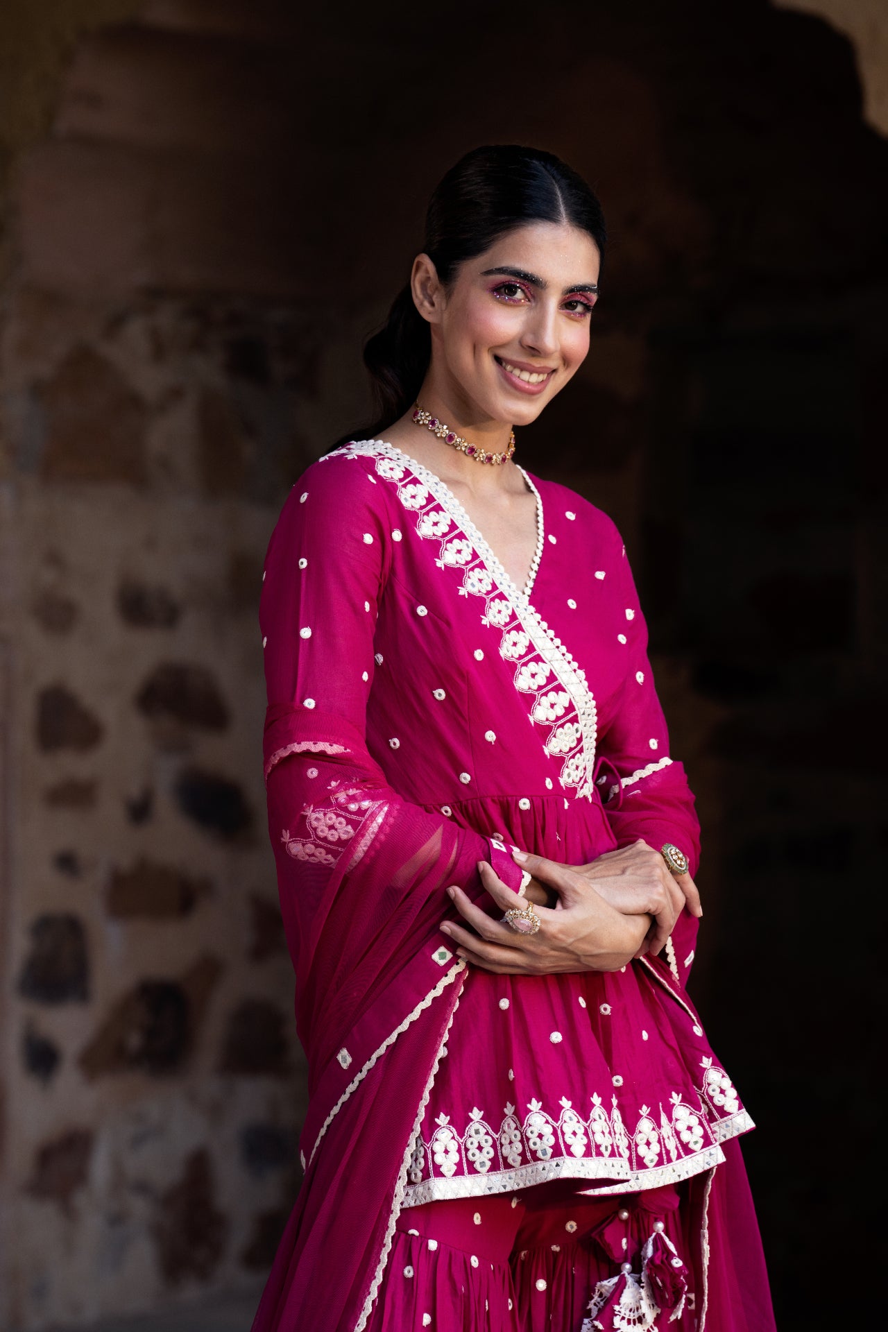 Fuchsia Triangle Peplum Sharara – Preevin