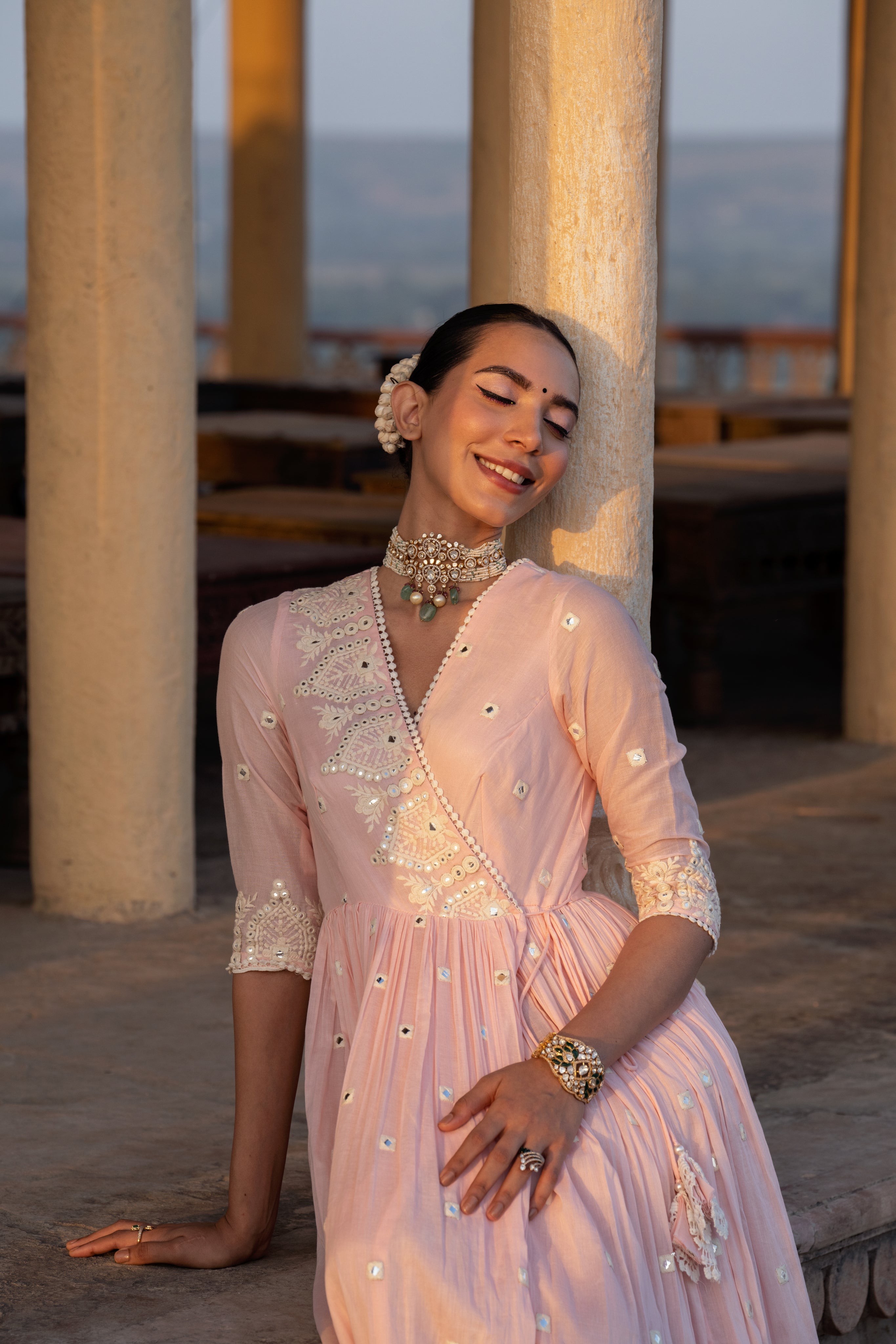 Blush Pink Temple Angrakha – Preevin