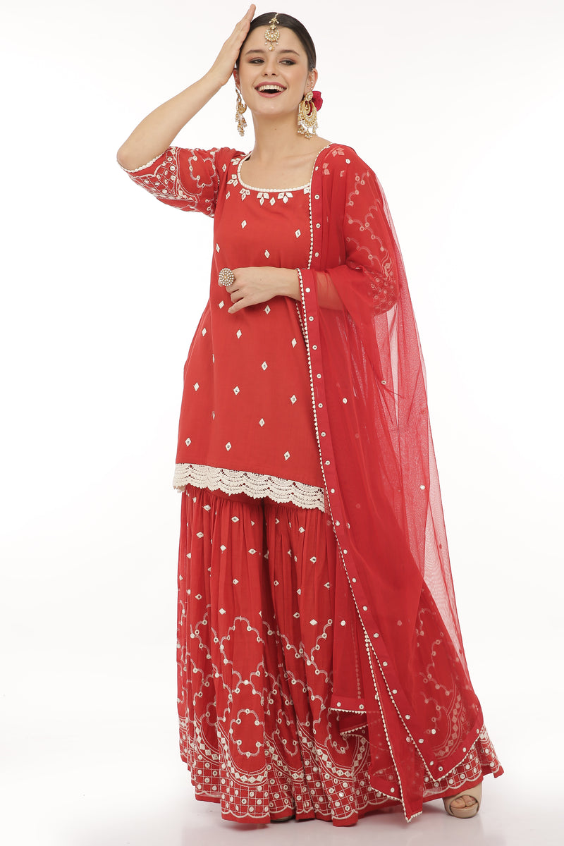 Red Barfi Straight Sharara – Preevin
