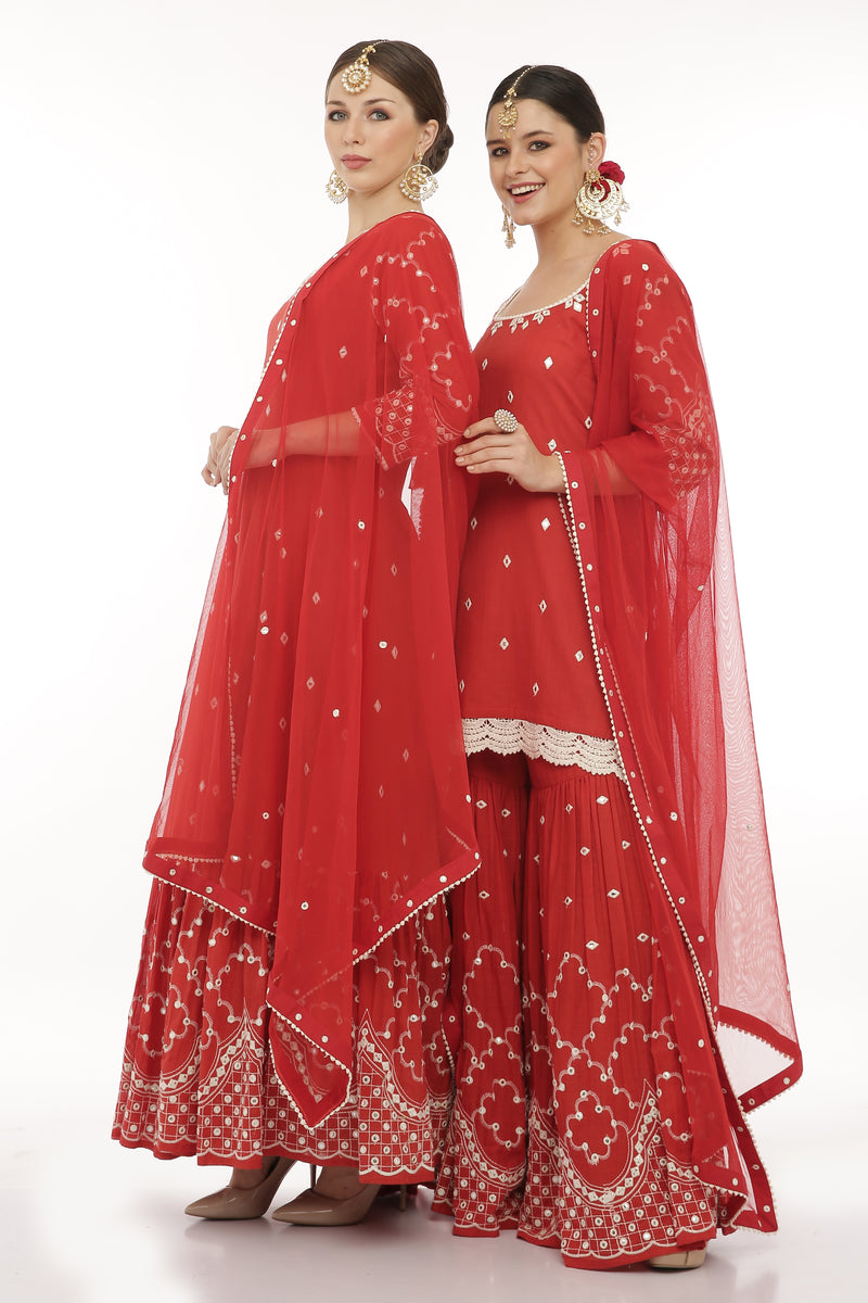 Red Barfi Straight Sharara – Preevin